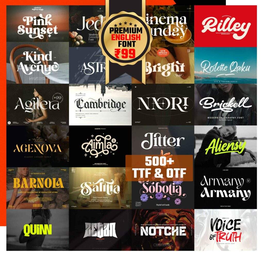 Premium English Font 500+|| Download – Poster king